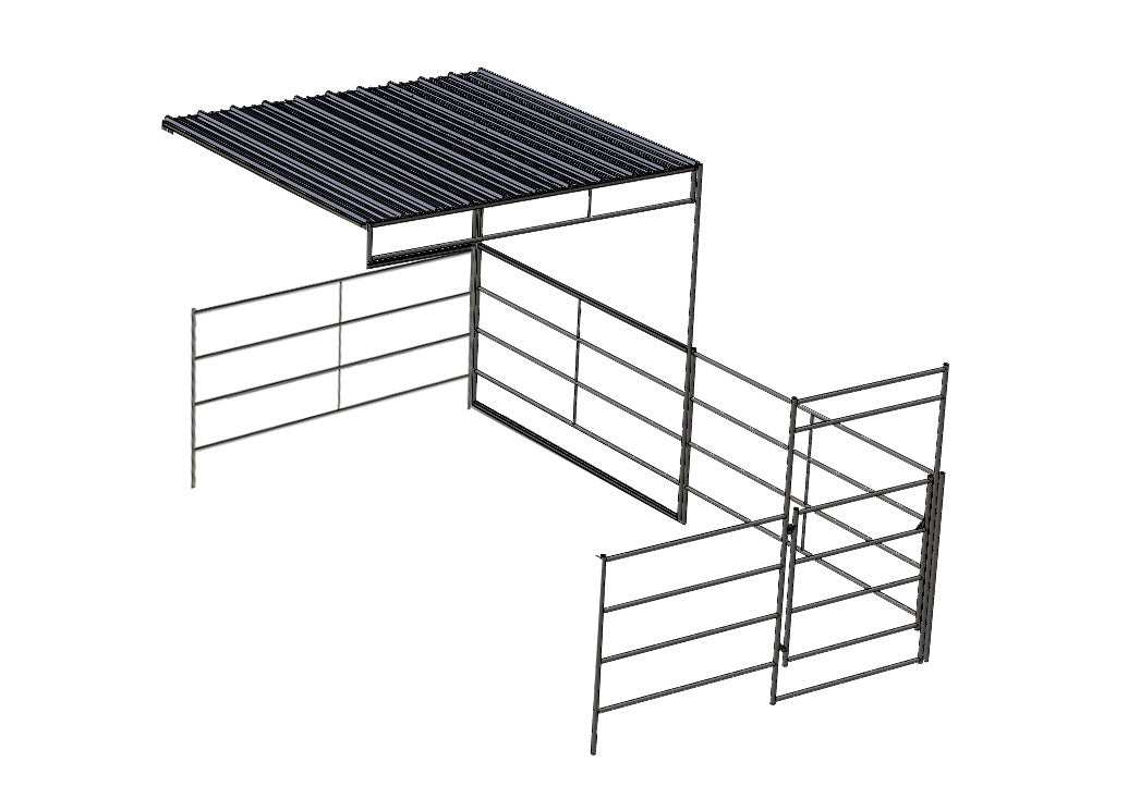 12X24 Add-On Stall with 12x12 Cover (5 Rail) | Arizona Fence and Barn LLC
