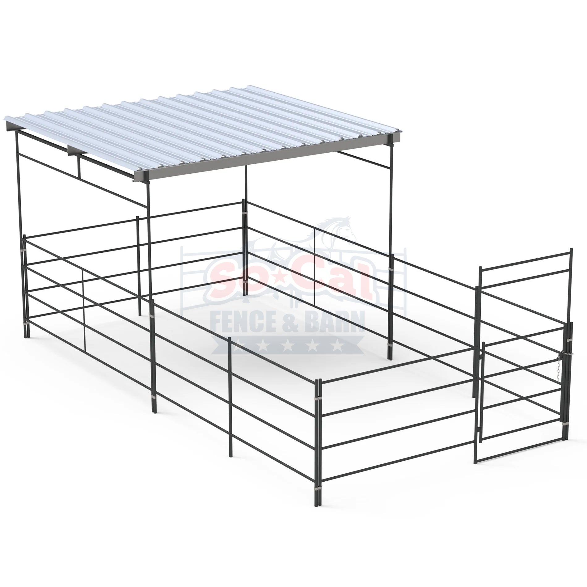 12x24 Horse Stall with 12x12 Shelter (4 Rail) | For Sale | #1 Corrals ...