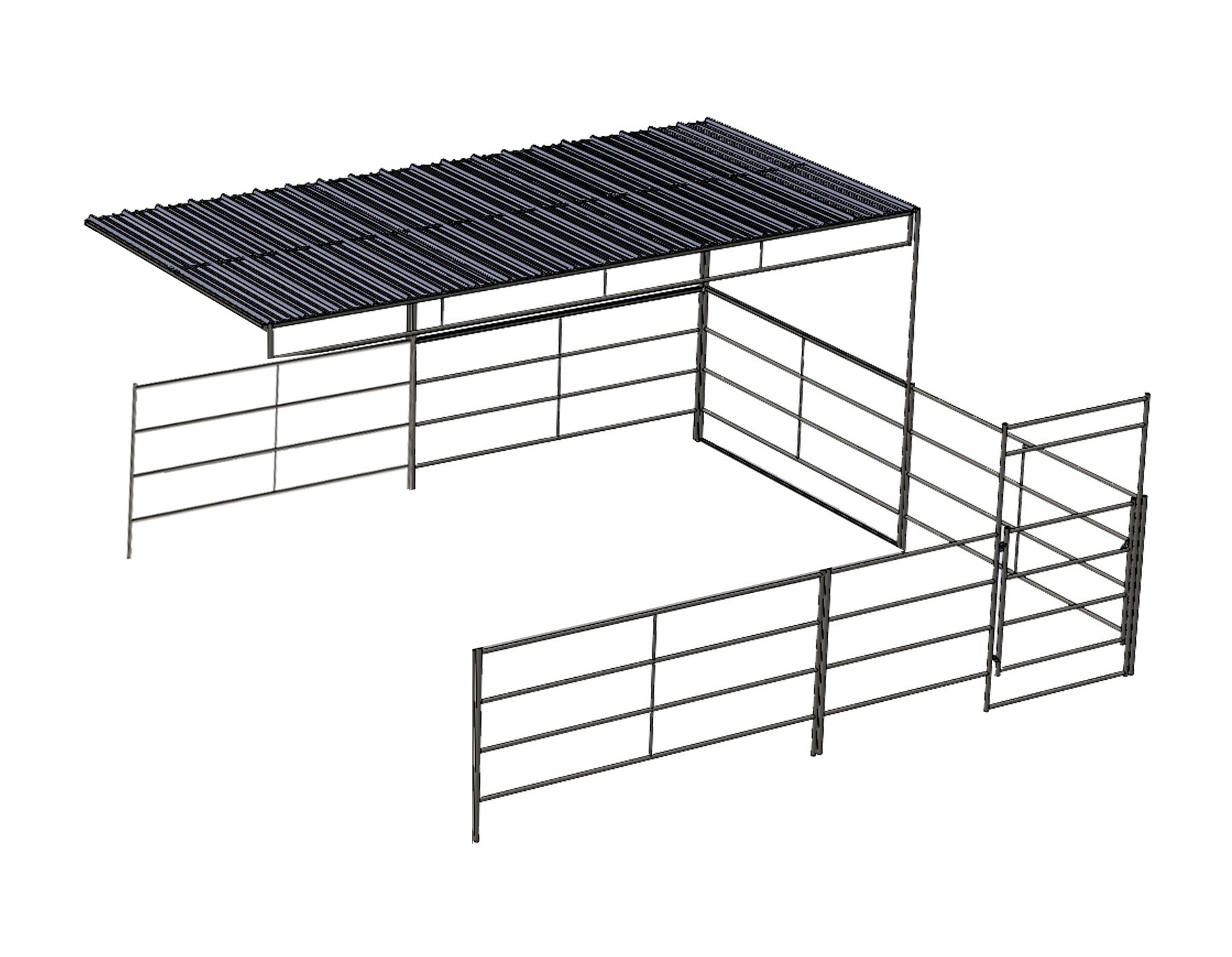 24 Ft X 24 Ft Add-On Stall with 12x24 Cover (4 Rail) | Arizona Fence ...